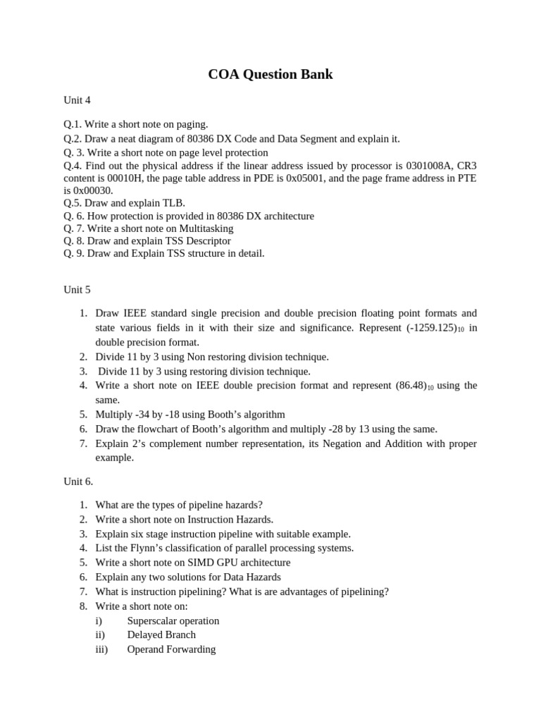COA question Bank | PDF