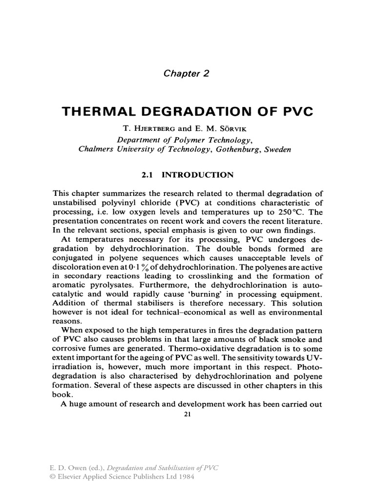 Thermal Degradation of PVC | PDF