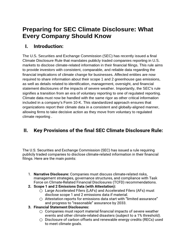 Preparing for SEC Climate Disclosure_ What Every Company Should Know | PDF