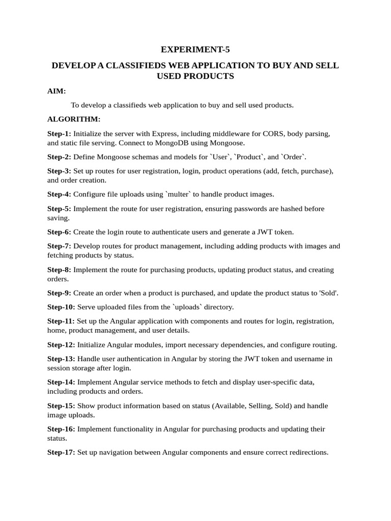 Experiment-5 (Algorithm Full Stack Web Development) | PDF | World Wide Web | Internet & Web