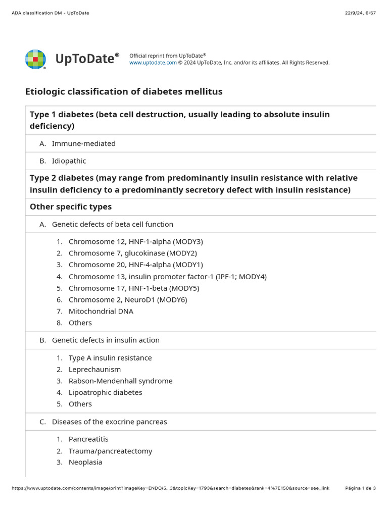 ADA Classification DM - UpToDate | PDF
