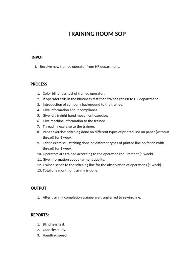 Sewing Operator Training SOP | PDF | Sewing | Needlework