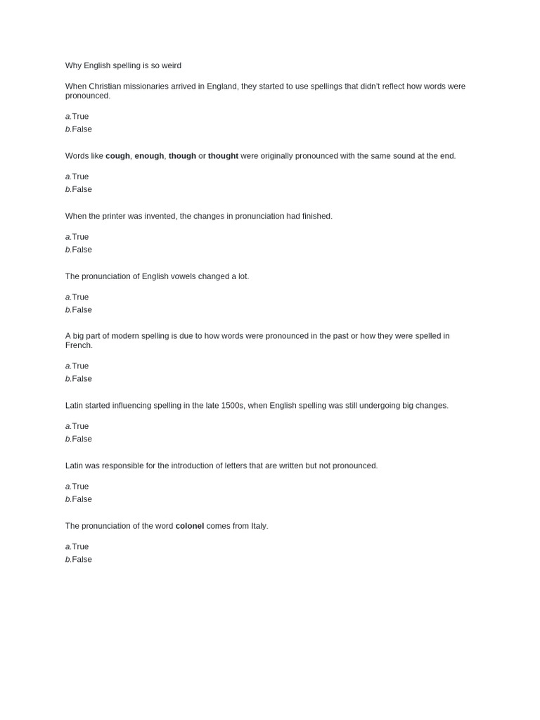 Why English Spelling Is So Weird | PDF