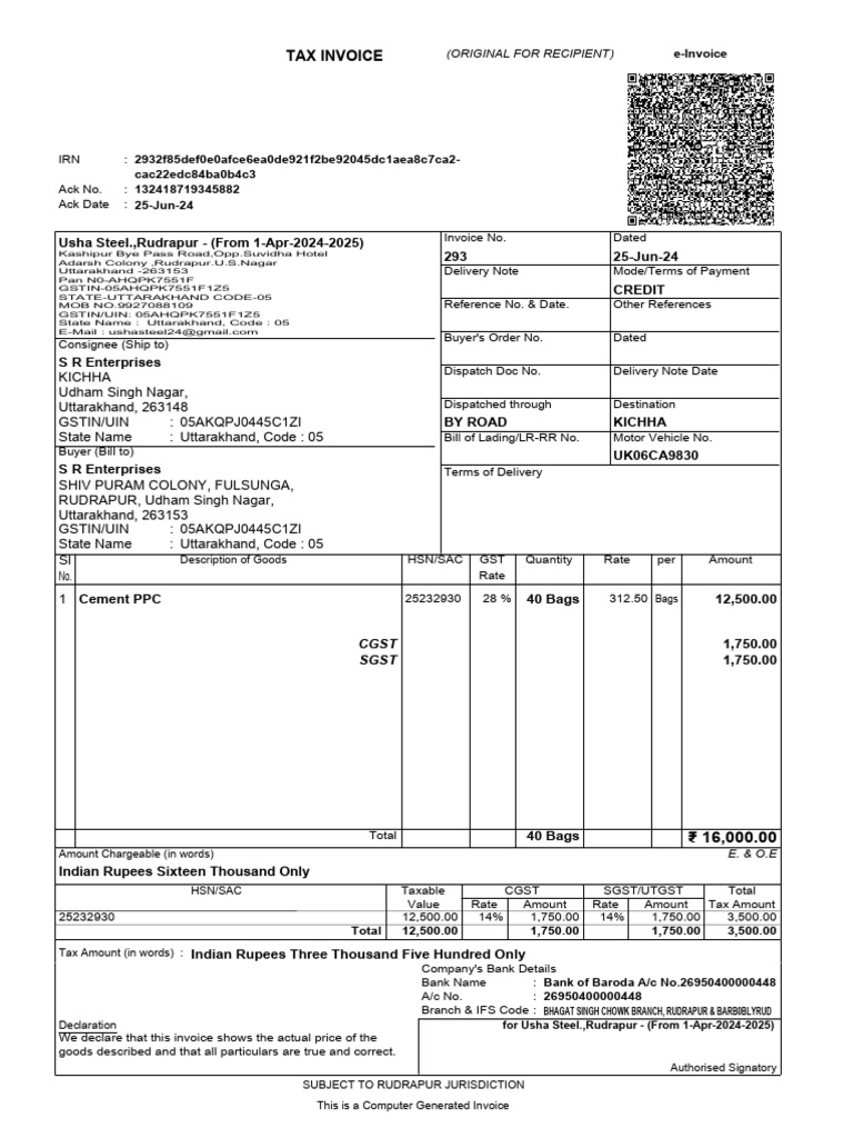 Tax Invoice: (Original For Recipient) | PDF
