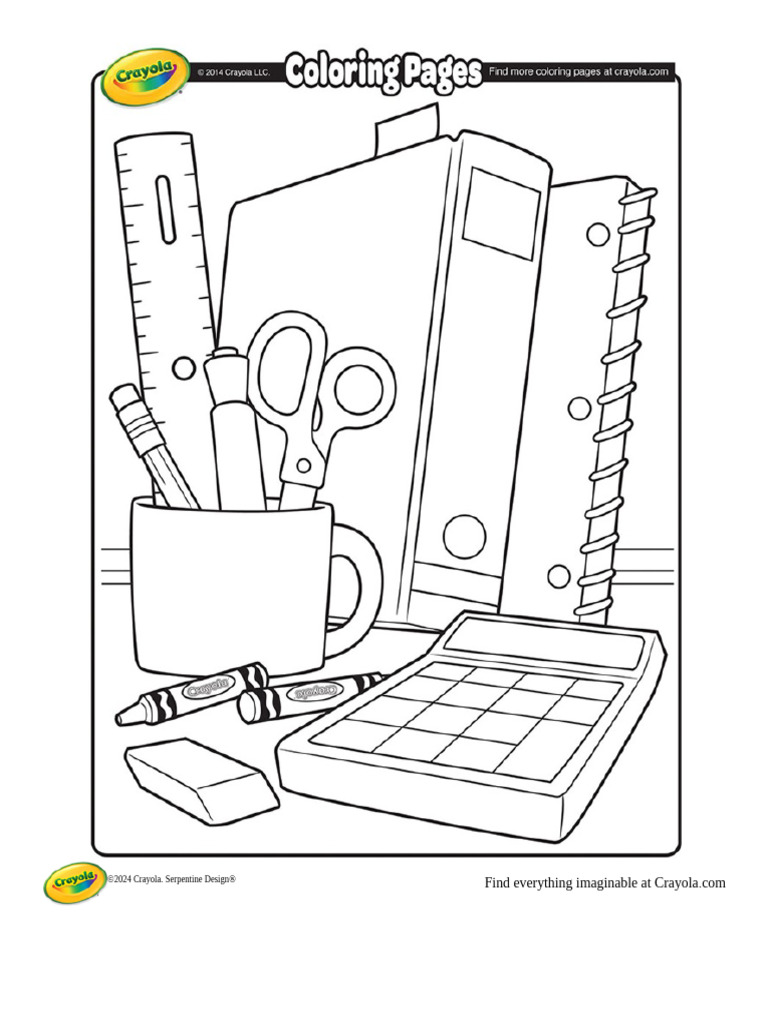 School Supplies Coloring Page | PDF