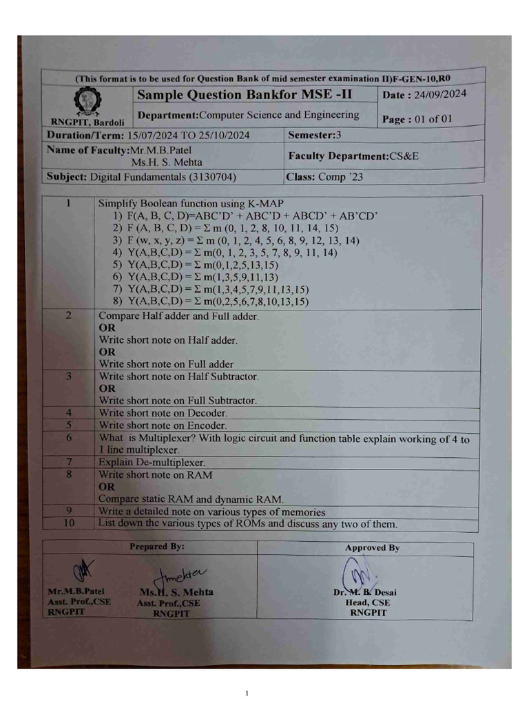 DF - Mid2 Sample Question Bank | PDF