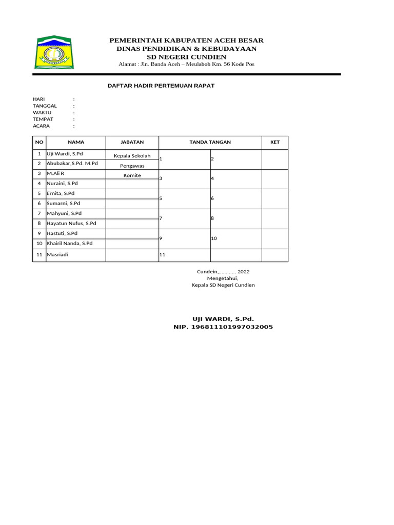 Absen Rapat Guru | PDF