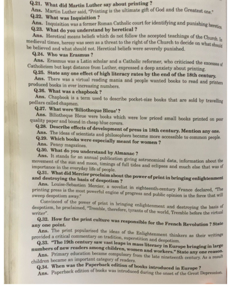 VERY SHORT QUESTIONS CLASS 10th CH-7 | PDF