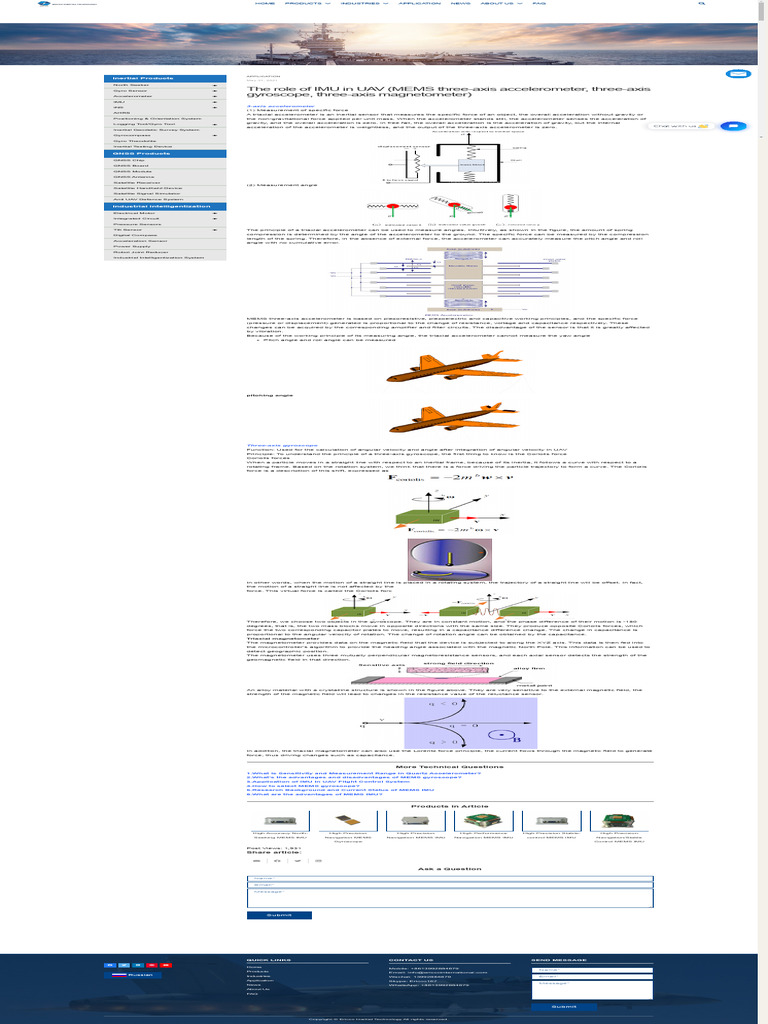 The Role of IMU in UAV (MEMS 3-Axis Accelerometer, Gyroscope, ... ) | PDF