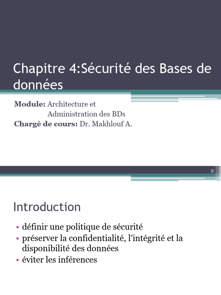 Securite Des Bases de Donnees | PDF