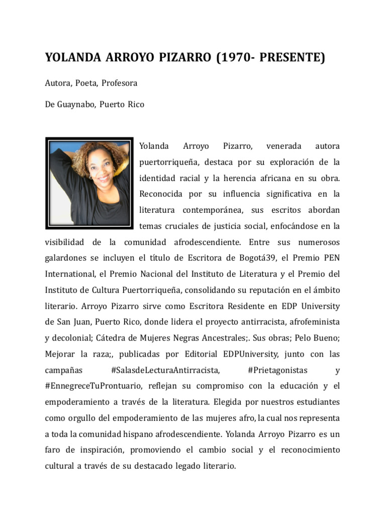 YOLANDA ARROYO PIZARRO - Biografia | PDF