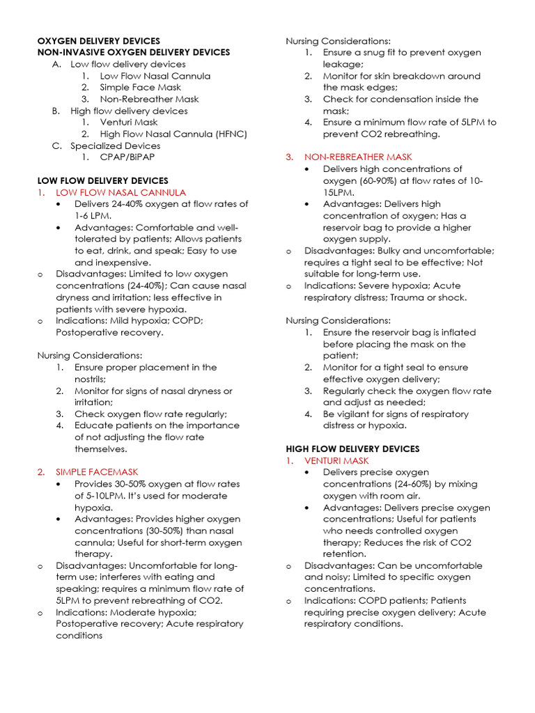 Oxygen Delivery Devices Transes | PDF