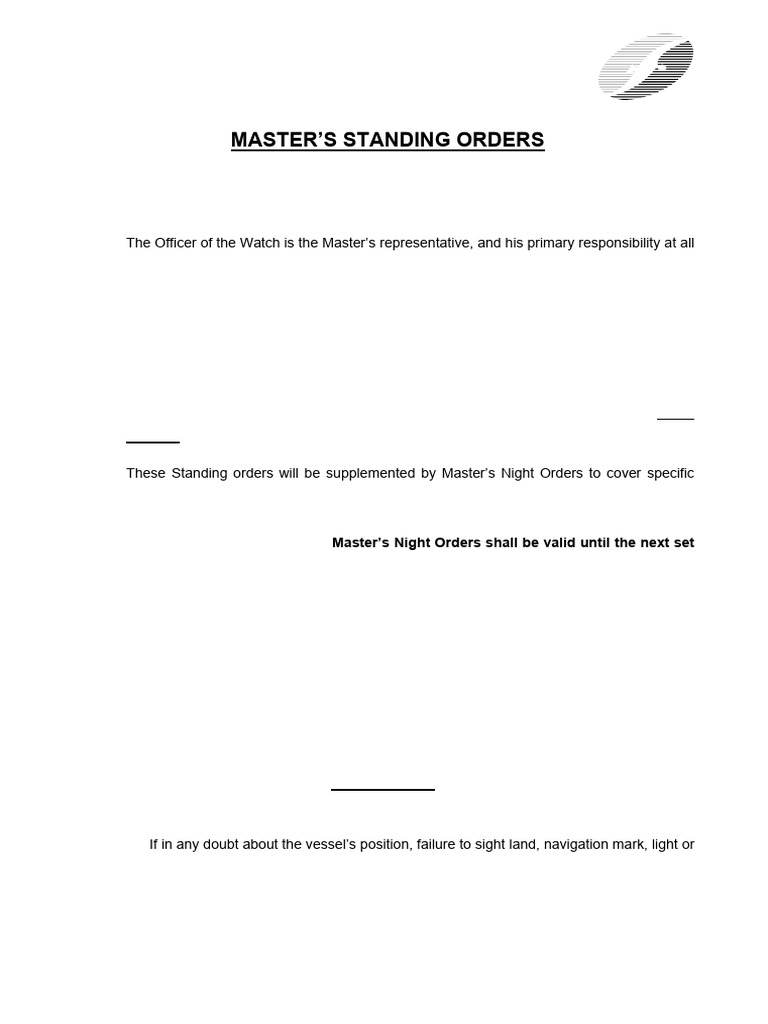 Master standing orders5.14f | PDF