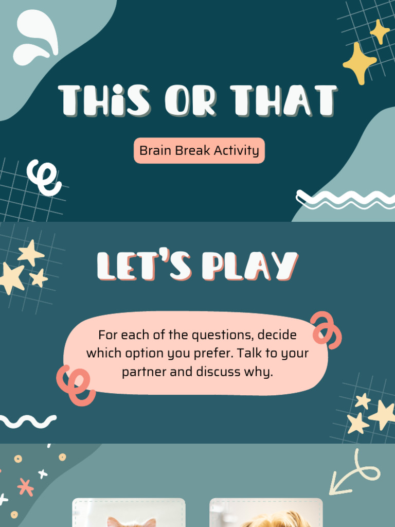 This or That Brain Break Activity Presentation in Blue, Pink and Yellow ...