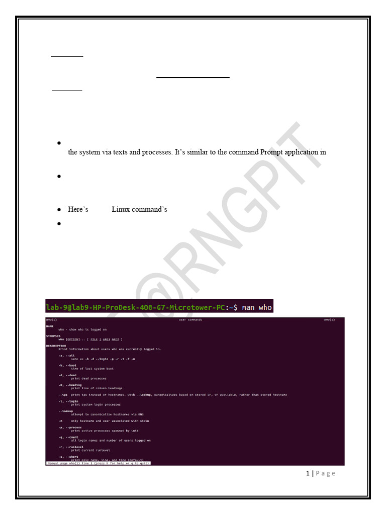 Practical - 1:: Study of Basic Commands of Linux/UNIX | PDF