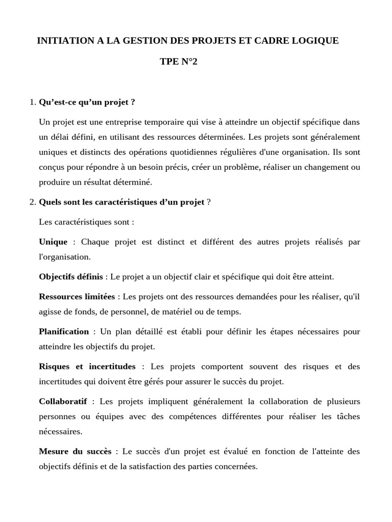 TPE N°2-INITIATION A LA GP ET CL New | PDF