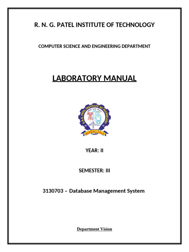 DBMS Lab Manual | PDF
