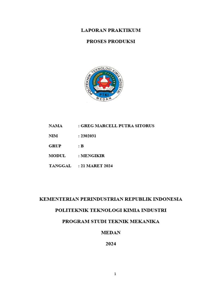 Laprak Work Shop Mengikir GREG MARCELL | PDF