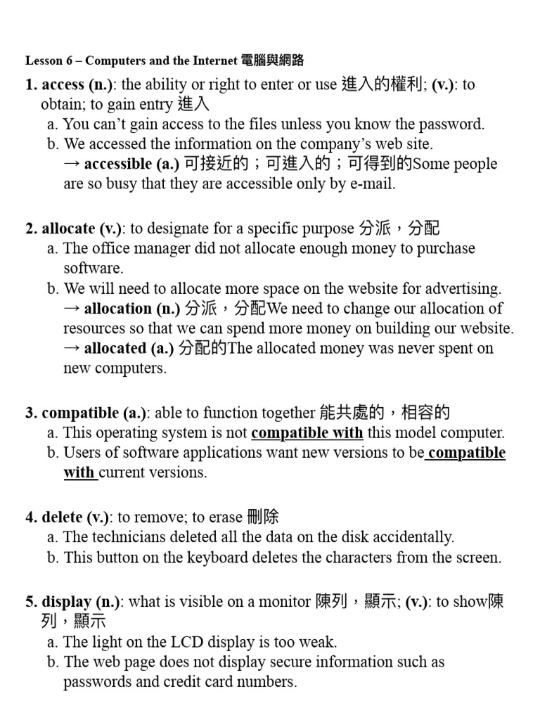 L6 Vocabulary | PDF