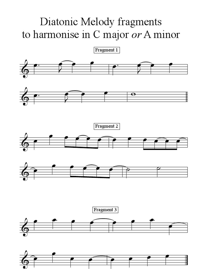 Diatonic Melody Fragments in C/A Minor | PDF