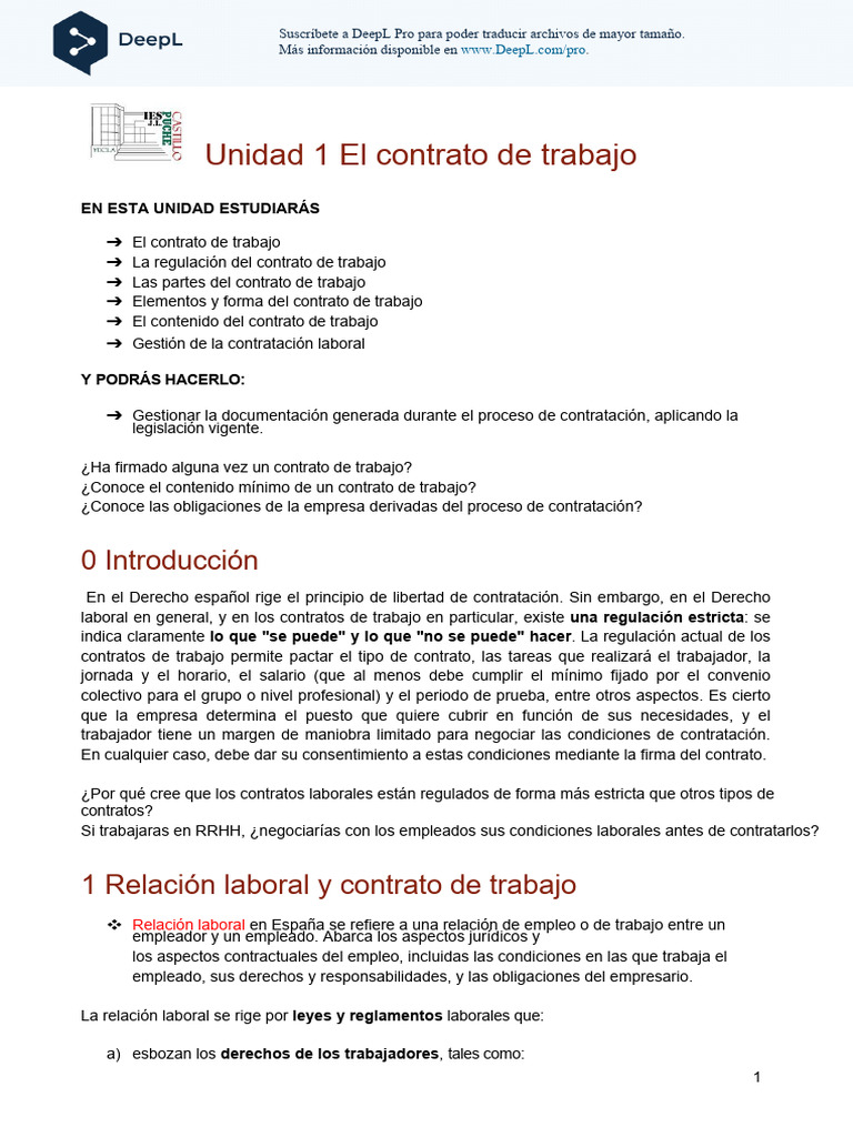 Unit 1 HRM The Employment Contract OK - Docx Es | PDF