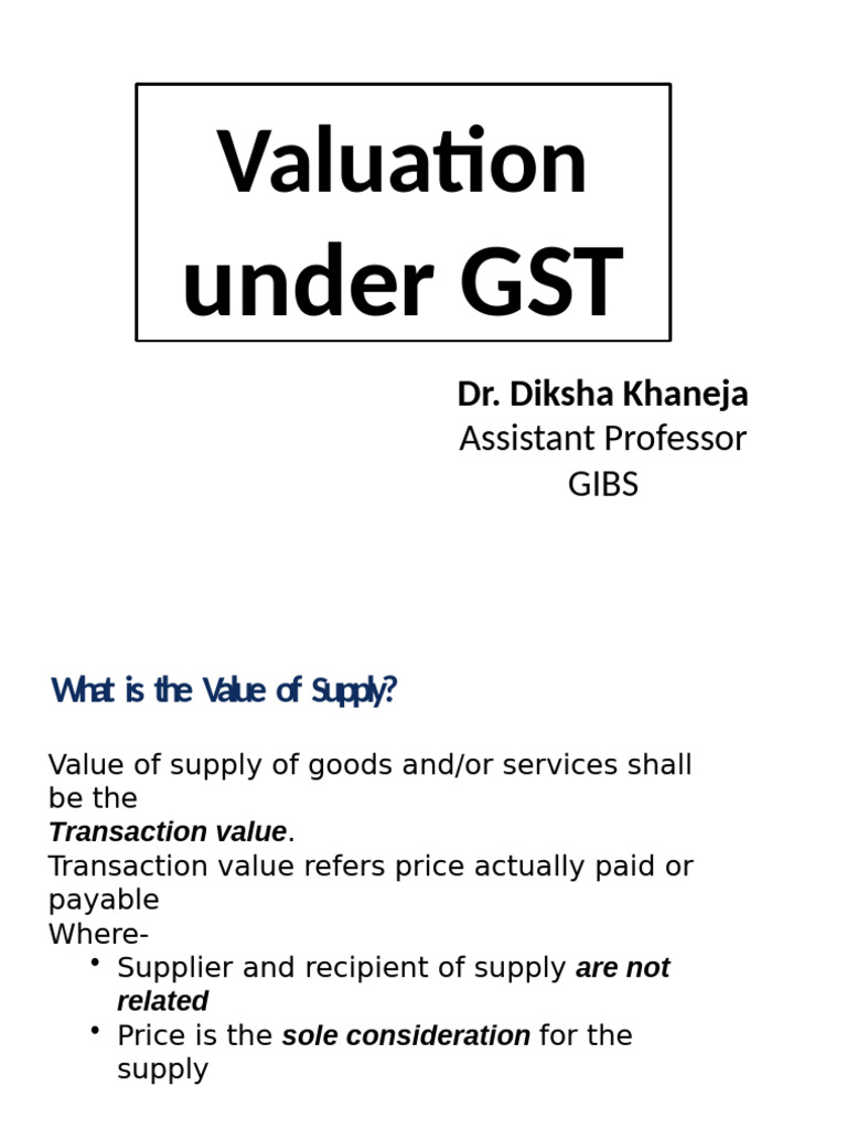 Valuation Under GST | PDF