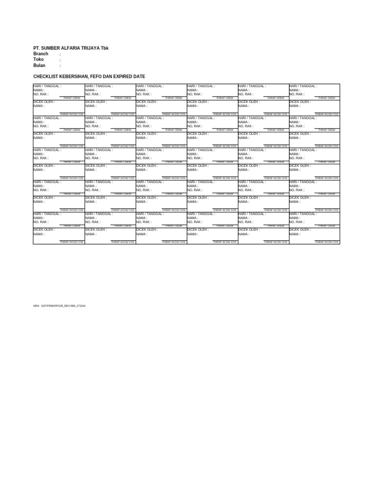 Kebersihan Toko (Simpan Di Map Acco 5) | PDF