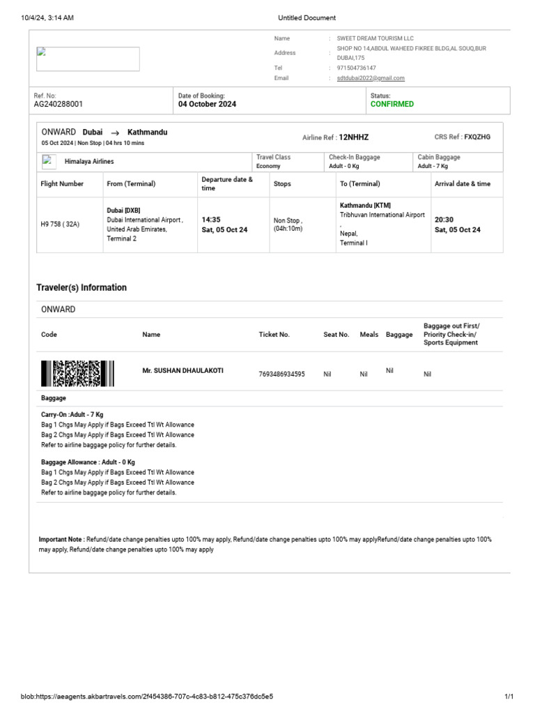 Sushan Dhaulakoti (DXB-KTM) 5 Oct 2024 | PDF