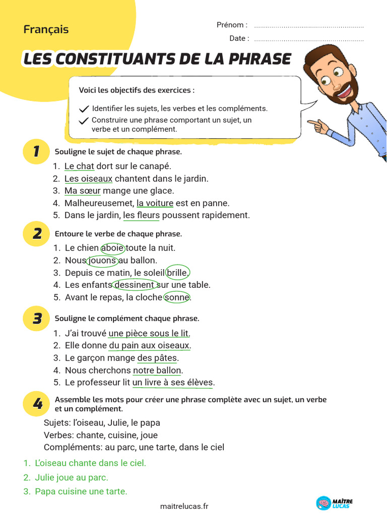 Constituants de La Phrase Corrige | PDF