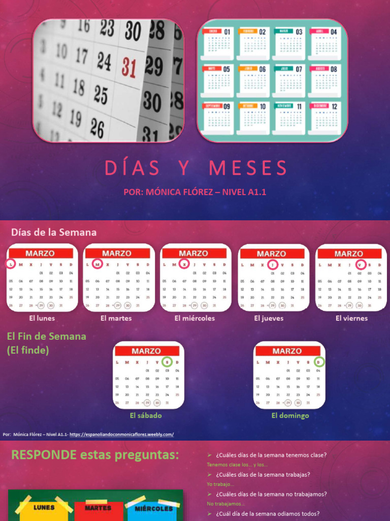 Na1.1 Los Dias y Los Meses v2 | PDF