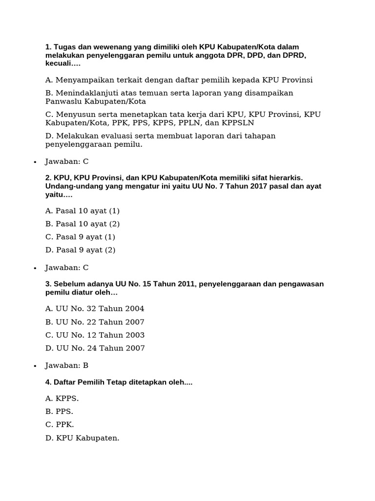 Latihan Soal Kpu | PDF