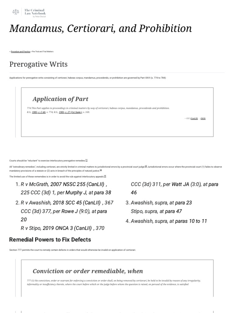 Understanding Prerogative Writs in Criminal Law | PDF | Writ Of Prohibition | Law