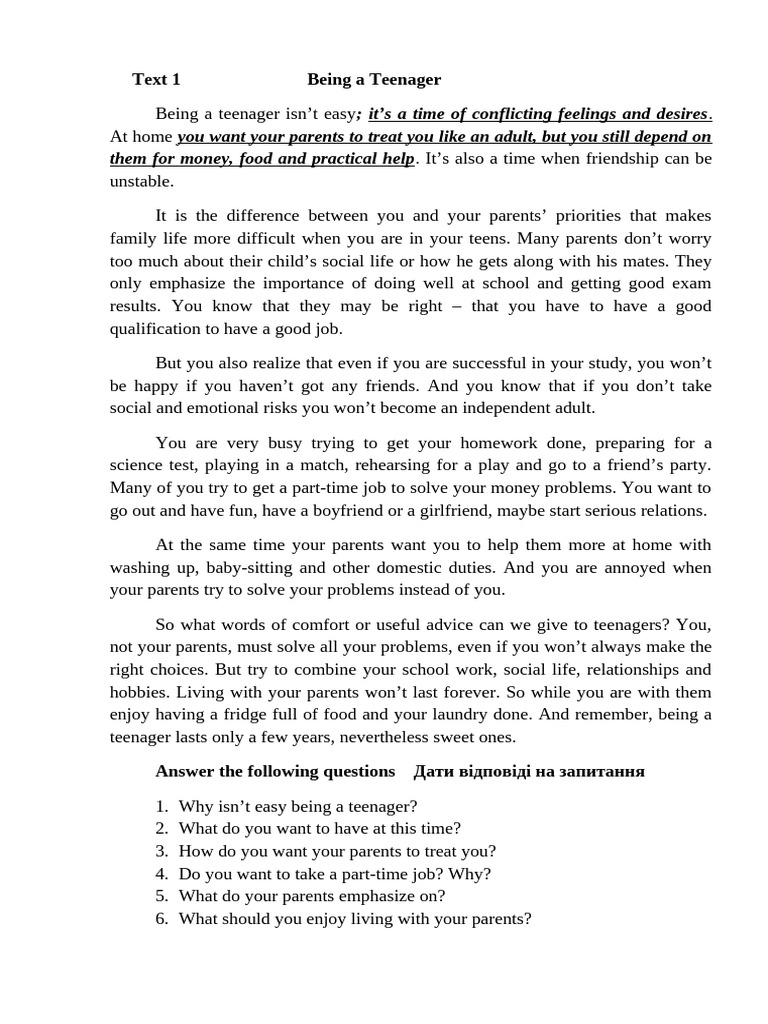 Being A Teenager | PDF