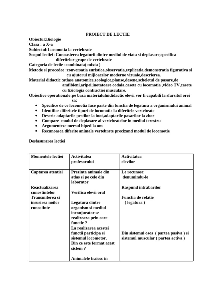 00proiect de Lectie | PDF