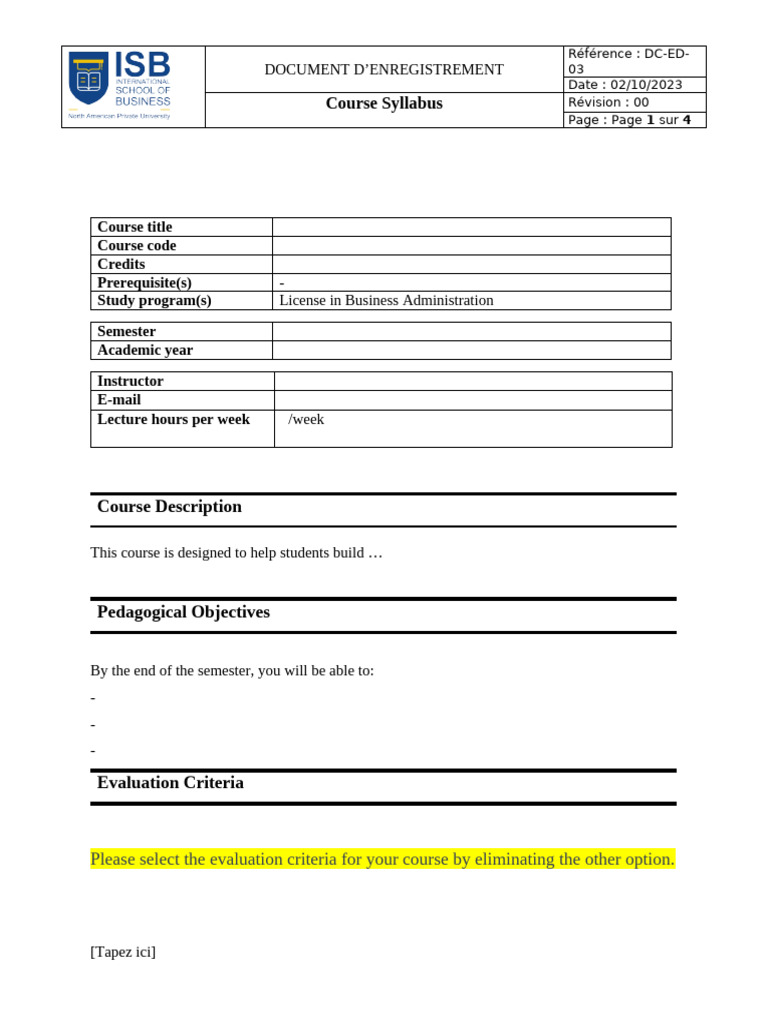 DC-ED-03 Course Syllabus Ag | PDF