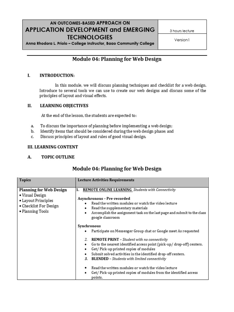 Module 04 Planning For Web Design | PDF