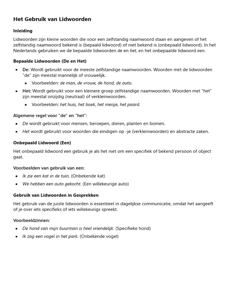 Lidwoorden | PDF