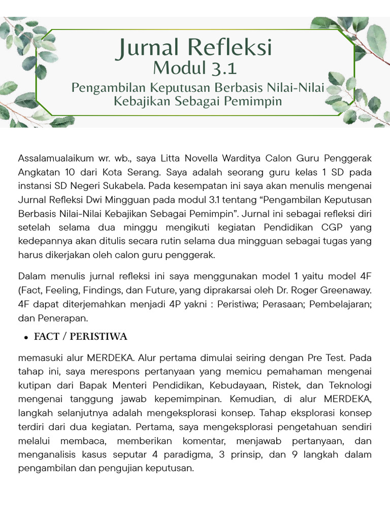 Jurnal Refleksi Modul 3.1 - Compressed | PDF