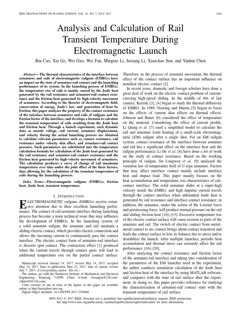 Analysis And Calculation Of Rail Transient Temperature During