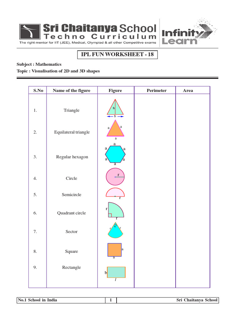 Visualisation of 2D and 3D Shapes Worksheet | PDF
