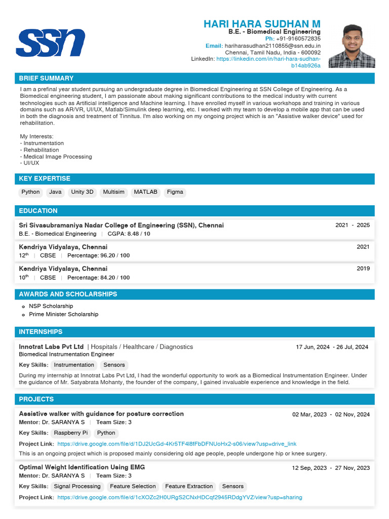 M HARI HARA SUDHAN - Updated | PDF