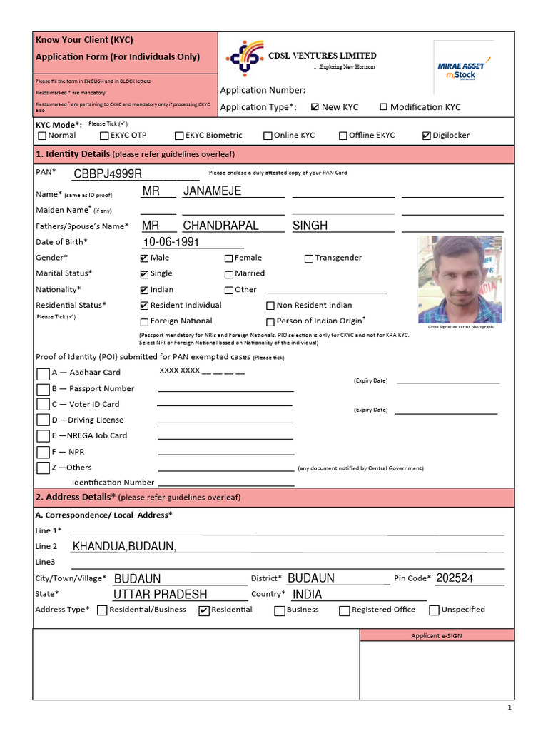 Kyc Form Cbbpj4999r | PDF
