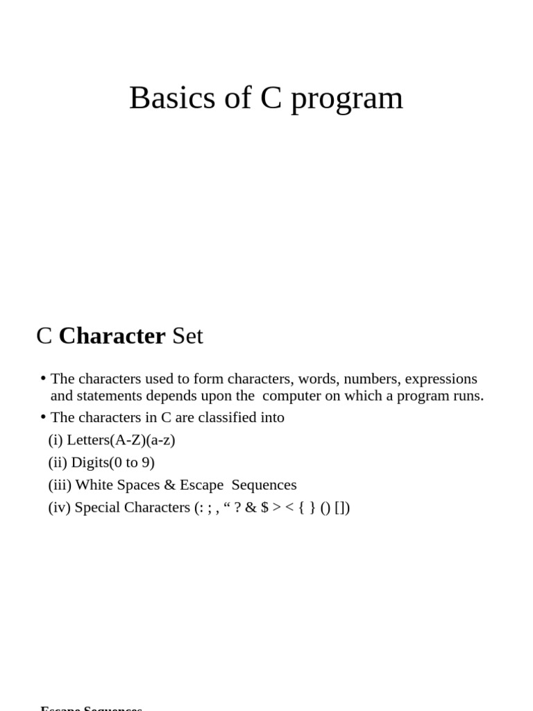 Basics of C Program | PDF