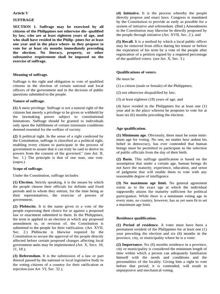 Article V - SUFFRAGE | PDF