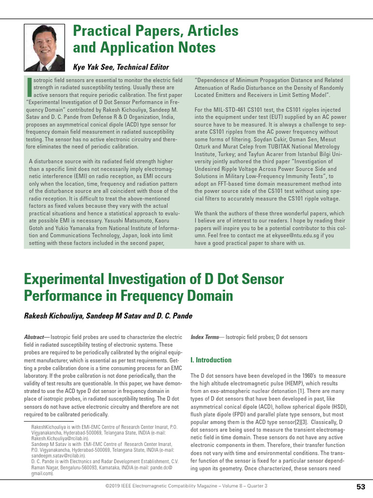 Experimental Investigation of D Dot Sensor Performance in Frequency ...