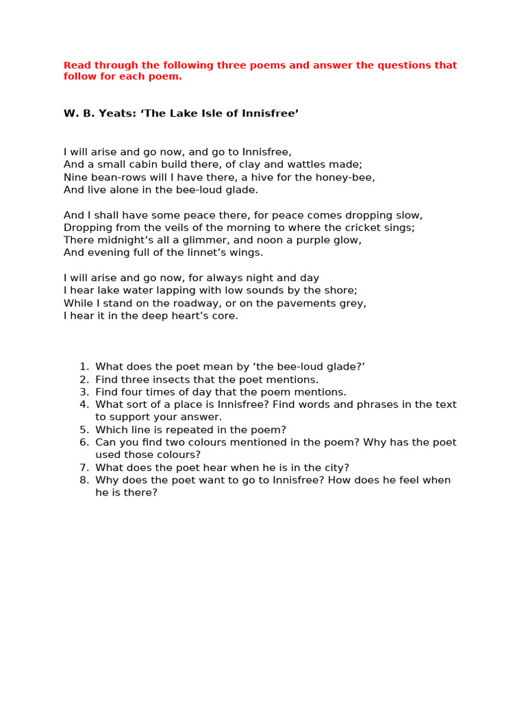 KS3 Comprehension Poetry-2 | PDF