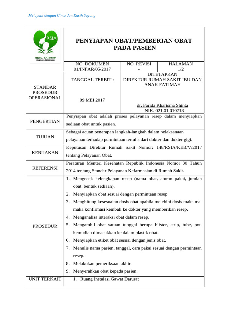 Penyiapan Obat Pemberian Obat Fix | PDF