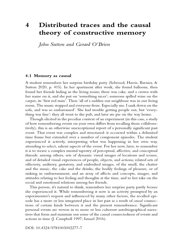 Distributed Traces and The Causal Theory of Constructive Memory | PDF