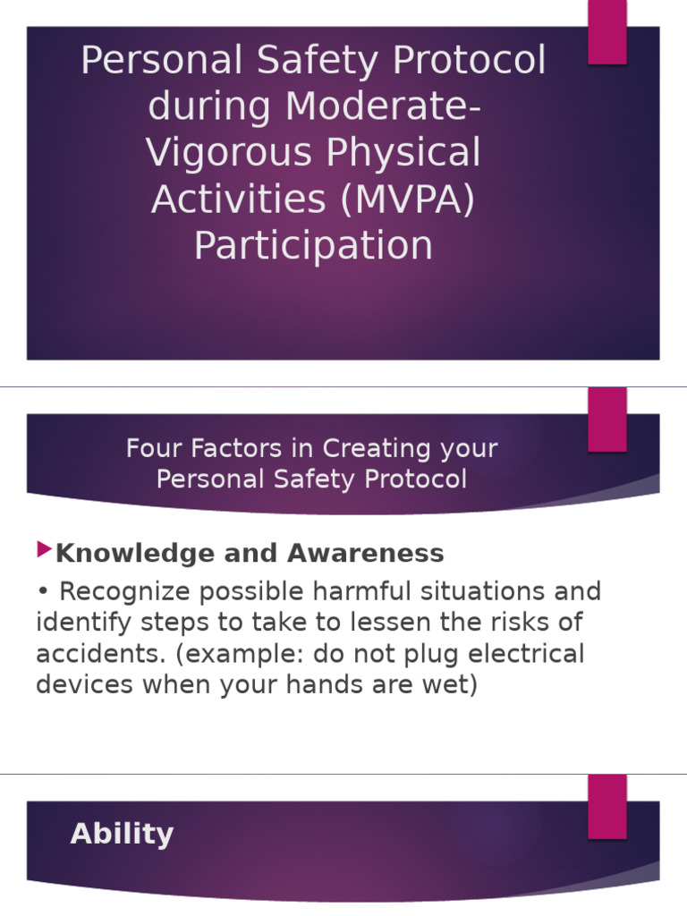 Personal Safety Protocol During Moderate Vigorous Physical Activities MVPA Participation | PDF