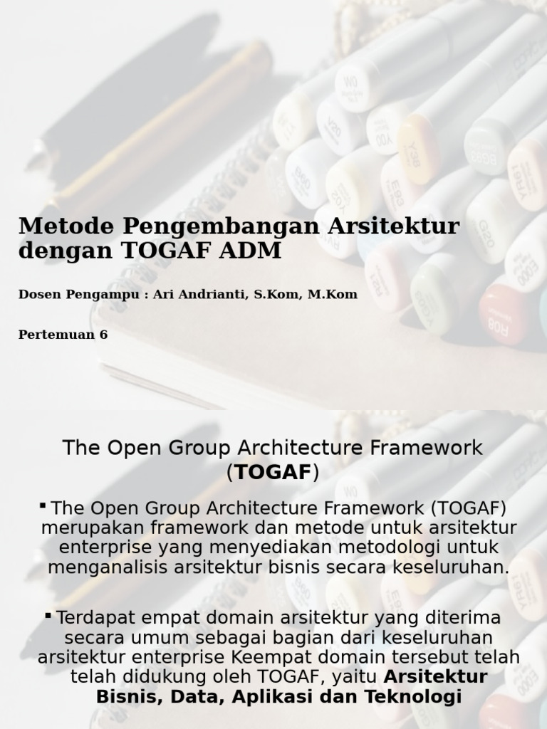 AE Pertemuan 6 - Framework TOGAF | PDF